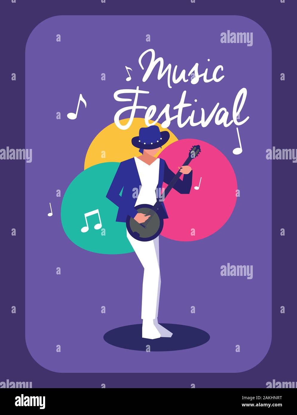 Musician man with guitar design, Music festival sound melody song ...