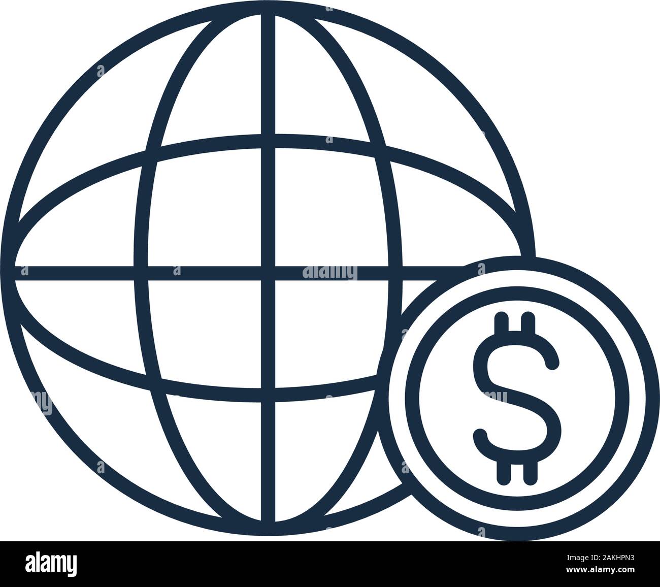 world coin commerce money line image vector illustration Stock Vector ...