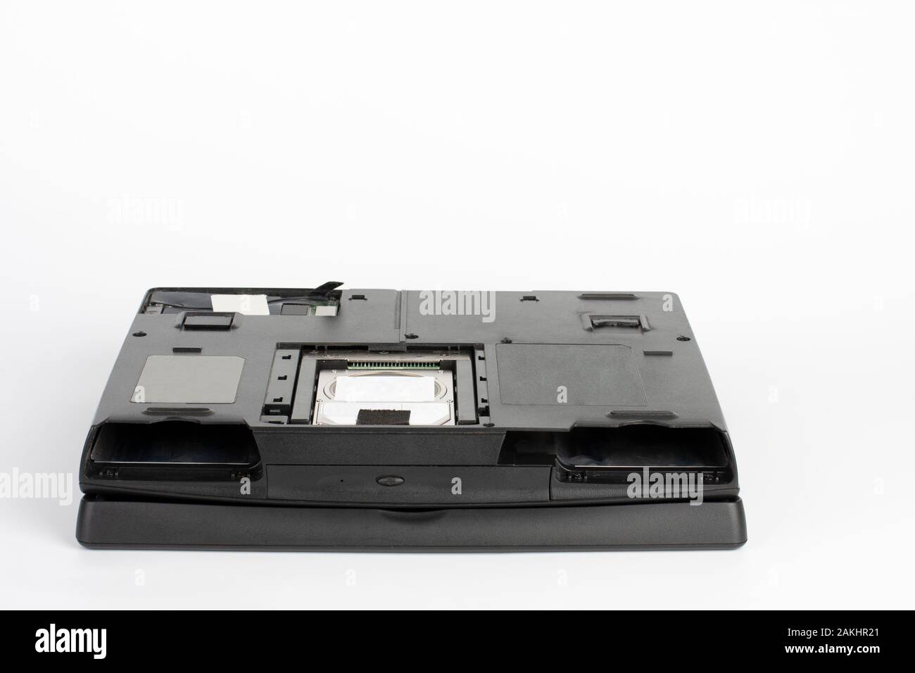 View of the underside of the laptop, removed the hard disk drive cover ...