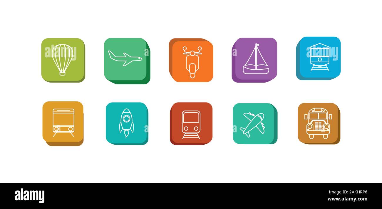 Icon set design, Transportation vehicles transport wheel speed traffic ...