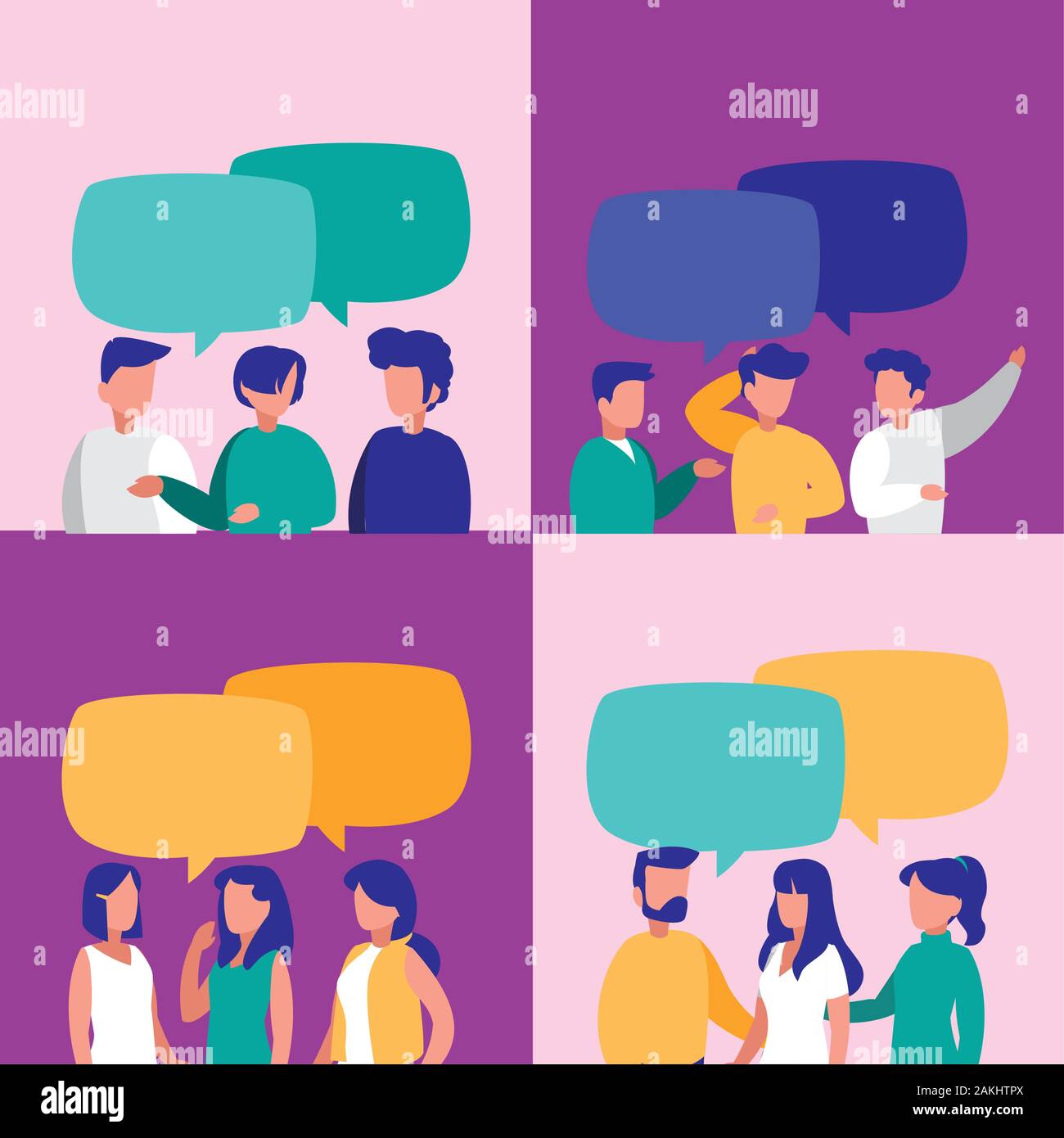 People with communication bubble design, Message discussion ...