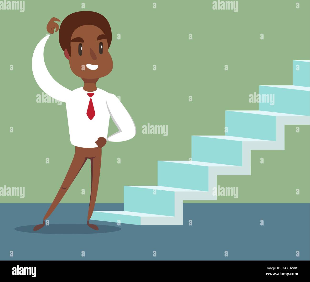 Career concept in flat style - cartoon man in front of the staircase to ...