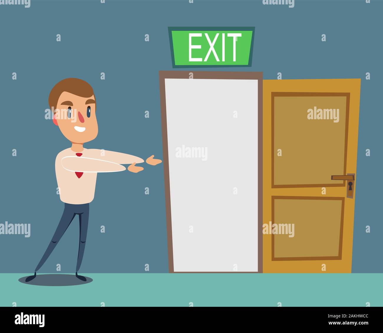 Man pointing exit door Stock Vector Images - Alamy
