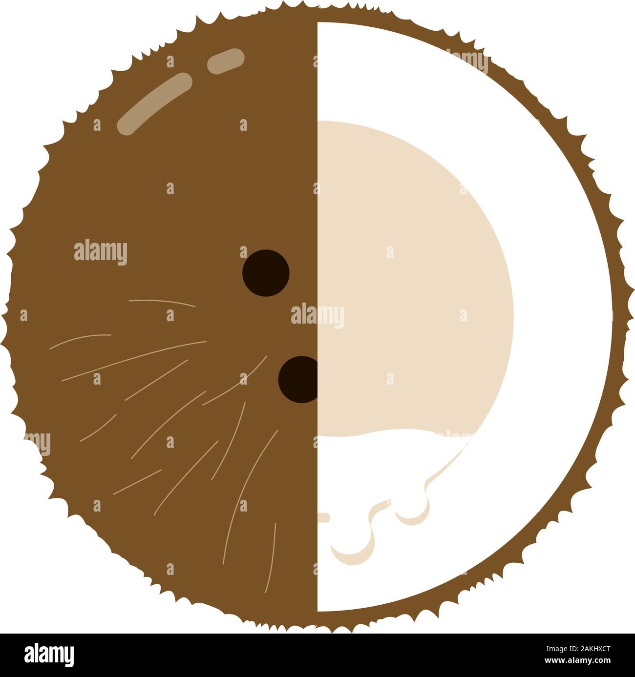 coconut fruit sphere with half slice logo, flat icon design template ...