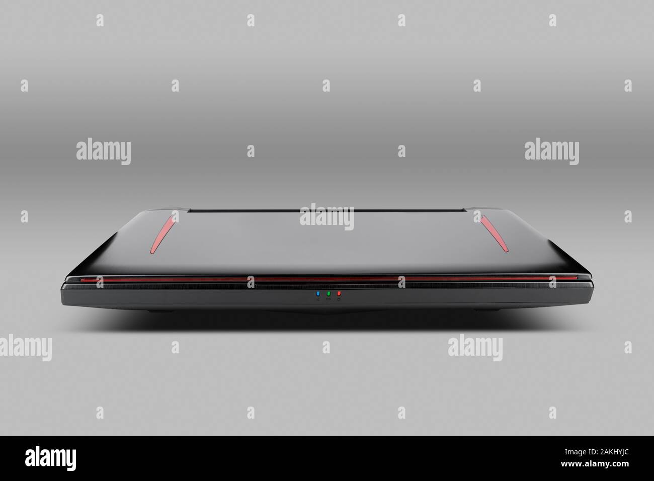 Photography of gaming laptop from the front, placed on gray background ...