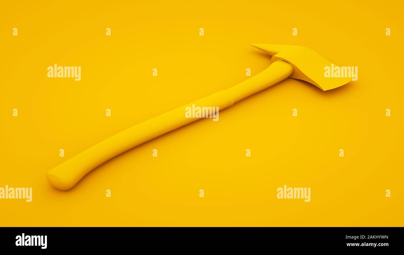 Axe on yellow background. Minimal idea concept, 3d illustration Stock ...