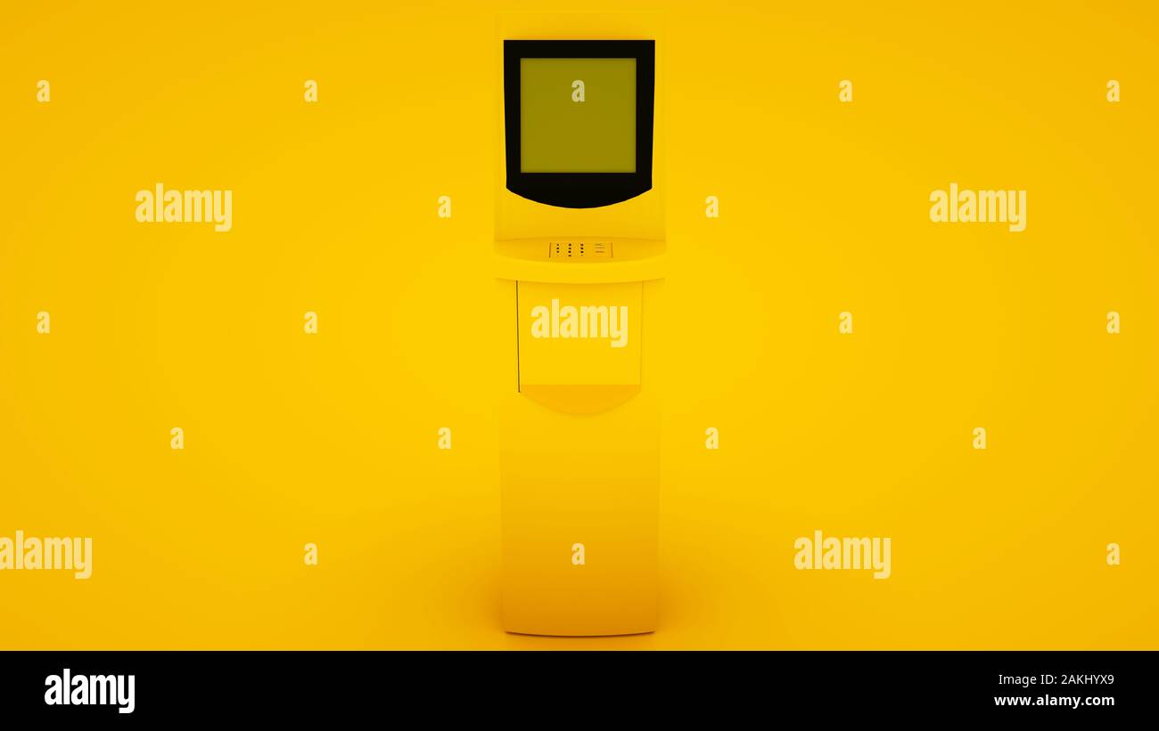 Outdoor Yellow ATM, Automated Teller Machine, Payment Terminal isolated ...