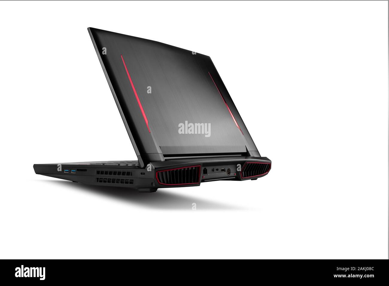 Back view of gaming laptop on white isolated background. Laptop ...