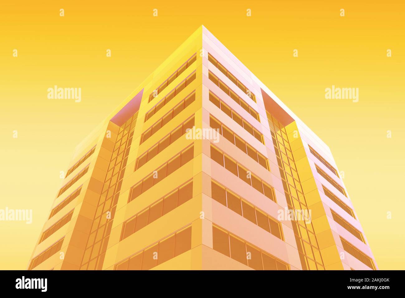top part skyscraper in yellow tinted. 3d rendering Stock Photo - Alamy