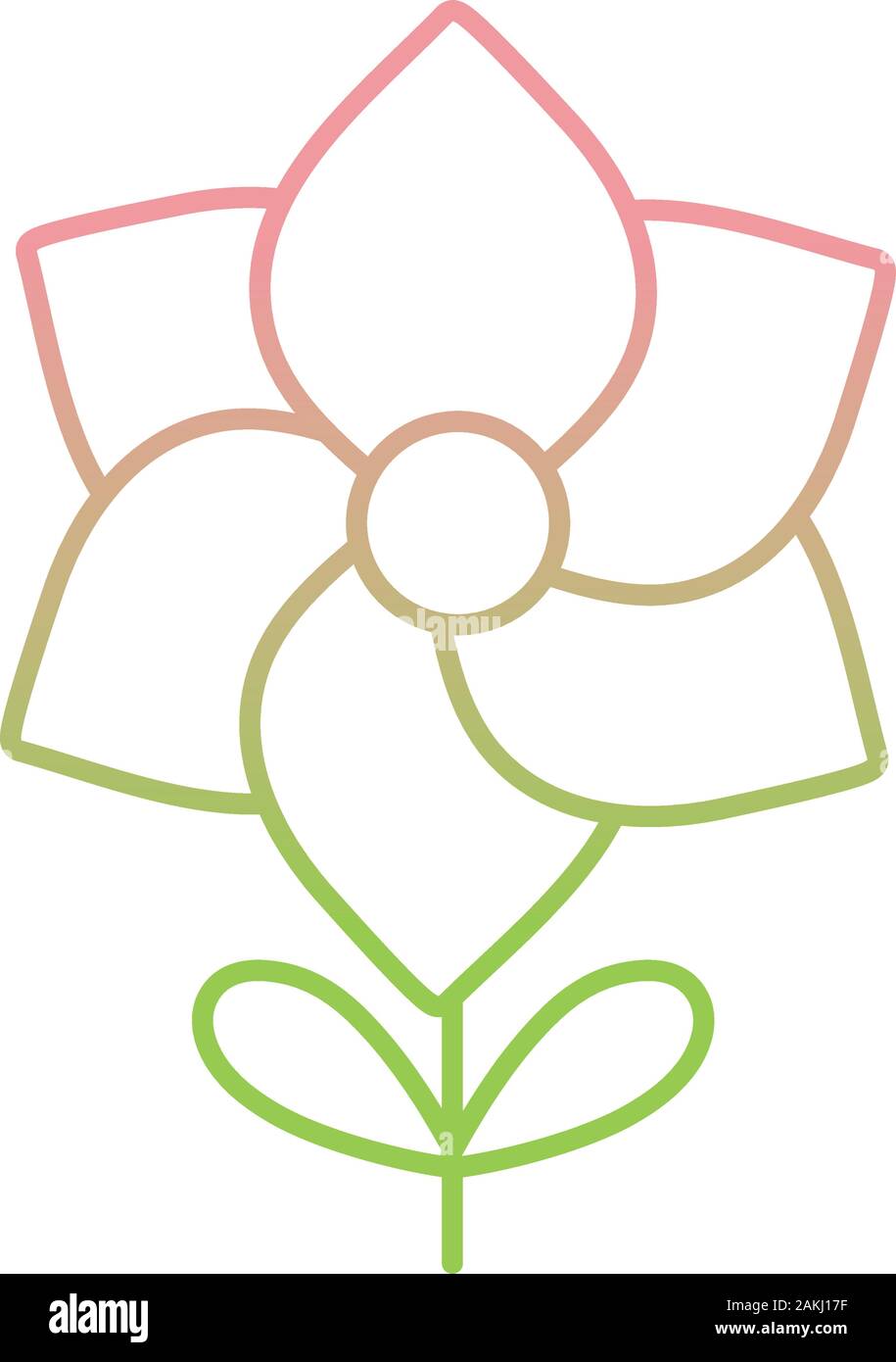 flower stem leaves nature plant gradient icon vector illustration Stock ...