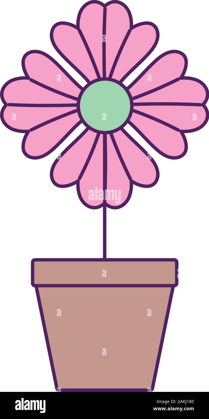 potted flower decoration plant fill line vector illustration Stock ...