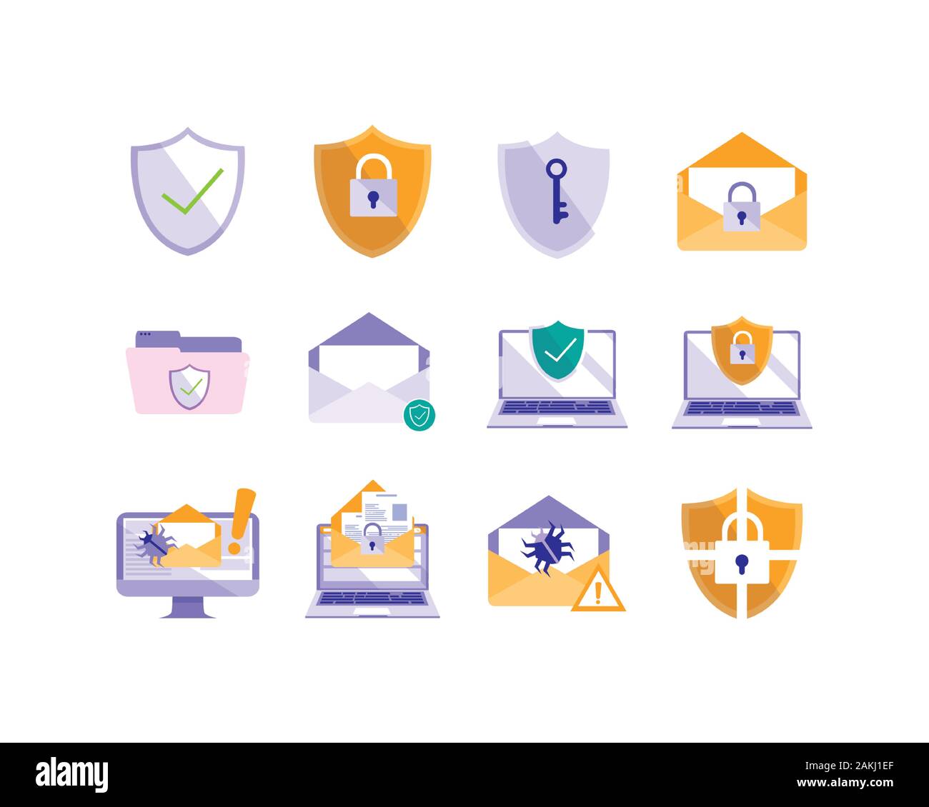 Icon set design of Security system warning protection danger web alert ...