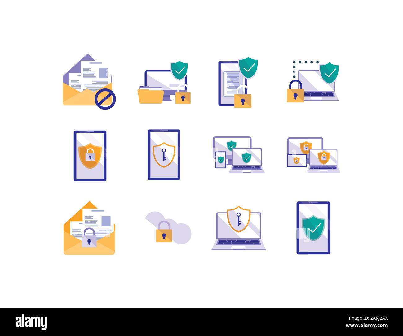 Icon set design of Security system warning protection danger web alert ...