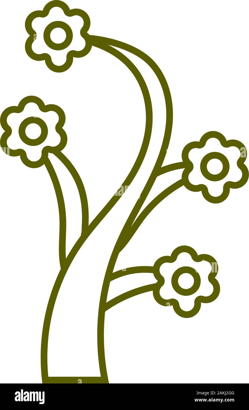 flowers branch natural plant line style vector illustration Stock ...