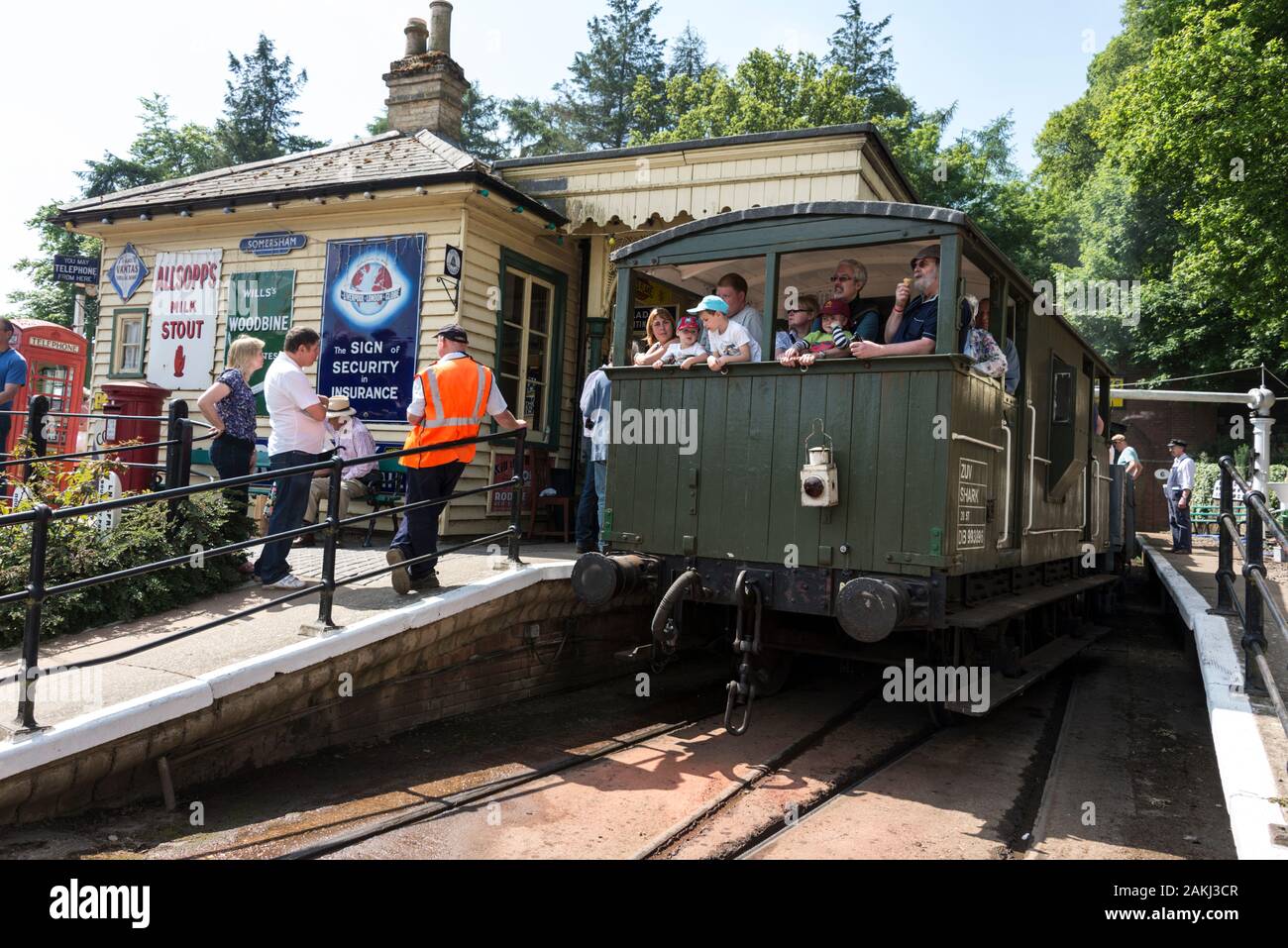 Visitors boarding a steam train at the station which is Lord & Lady ...