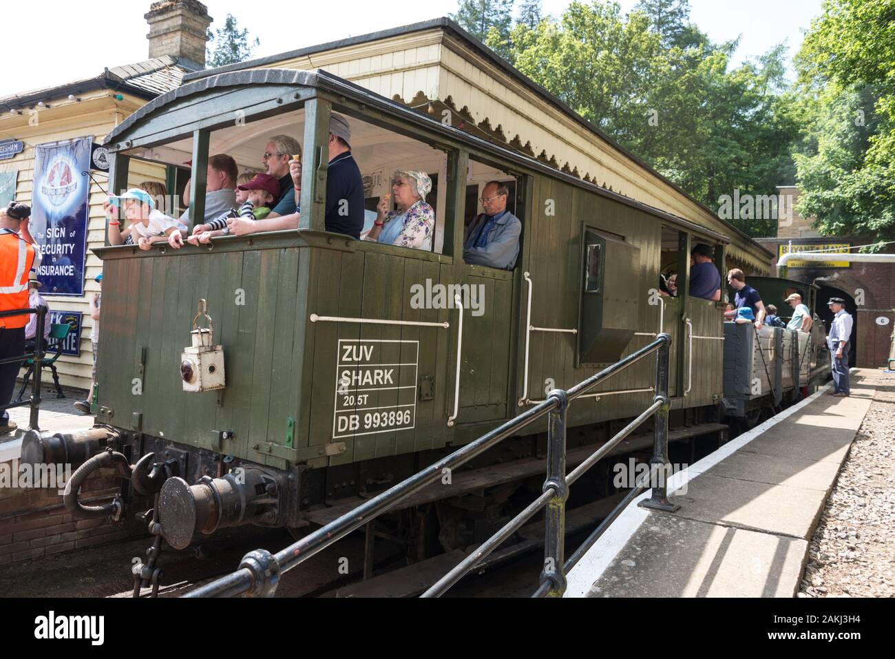 Visitors boarding a steam train at the station which is Lord & Lady ...