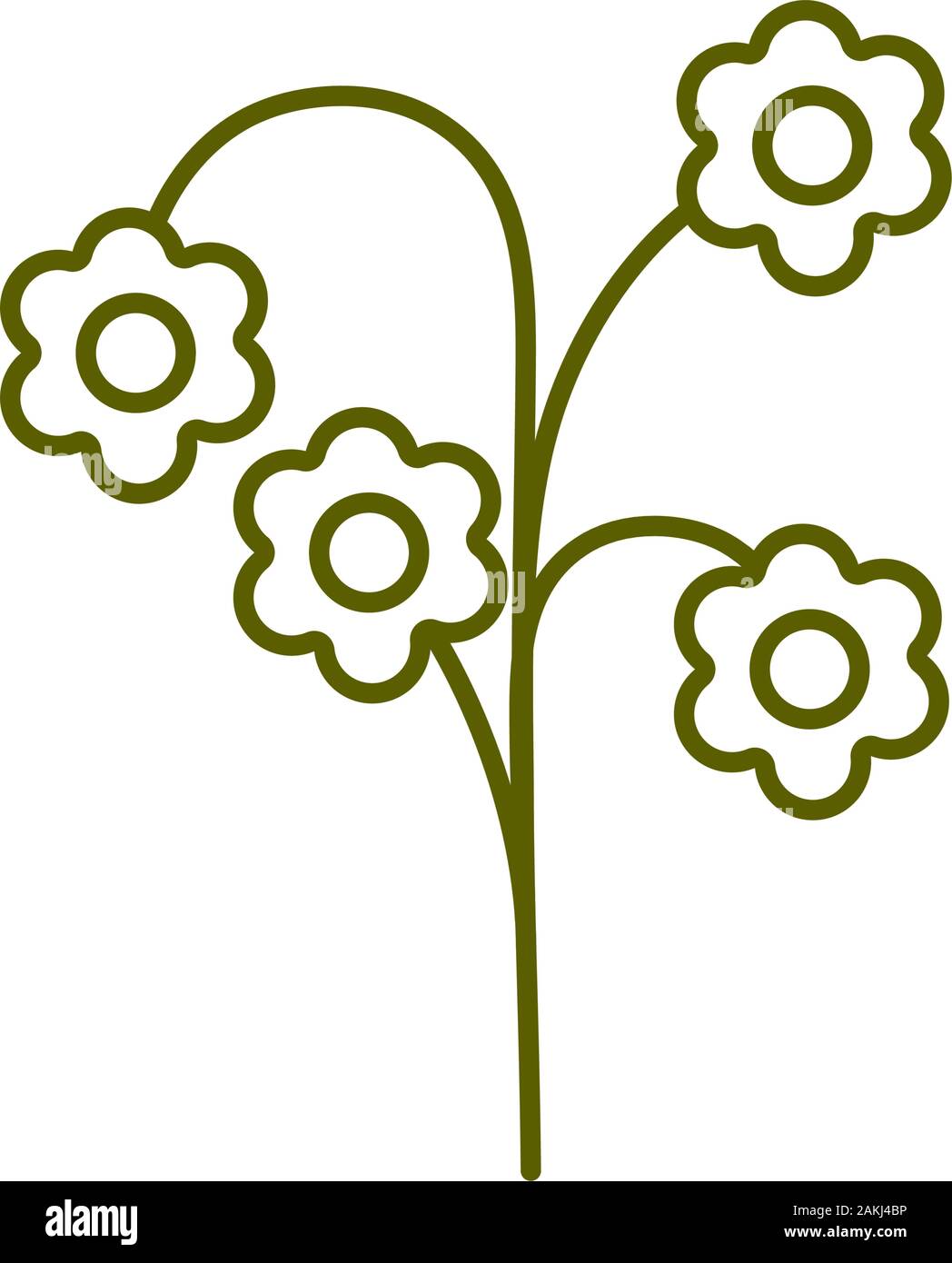 flowers branch natural plant line style vector illustration Stock ...