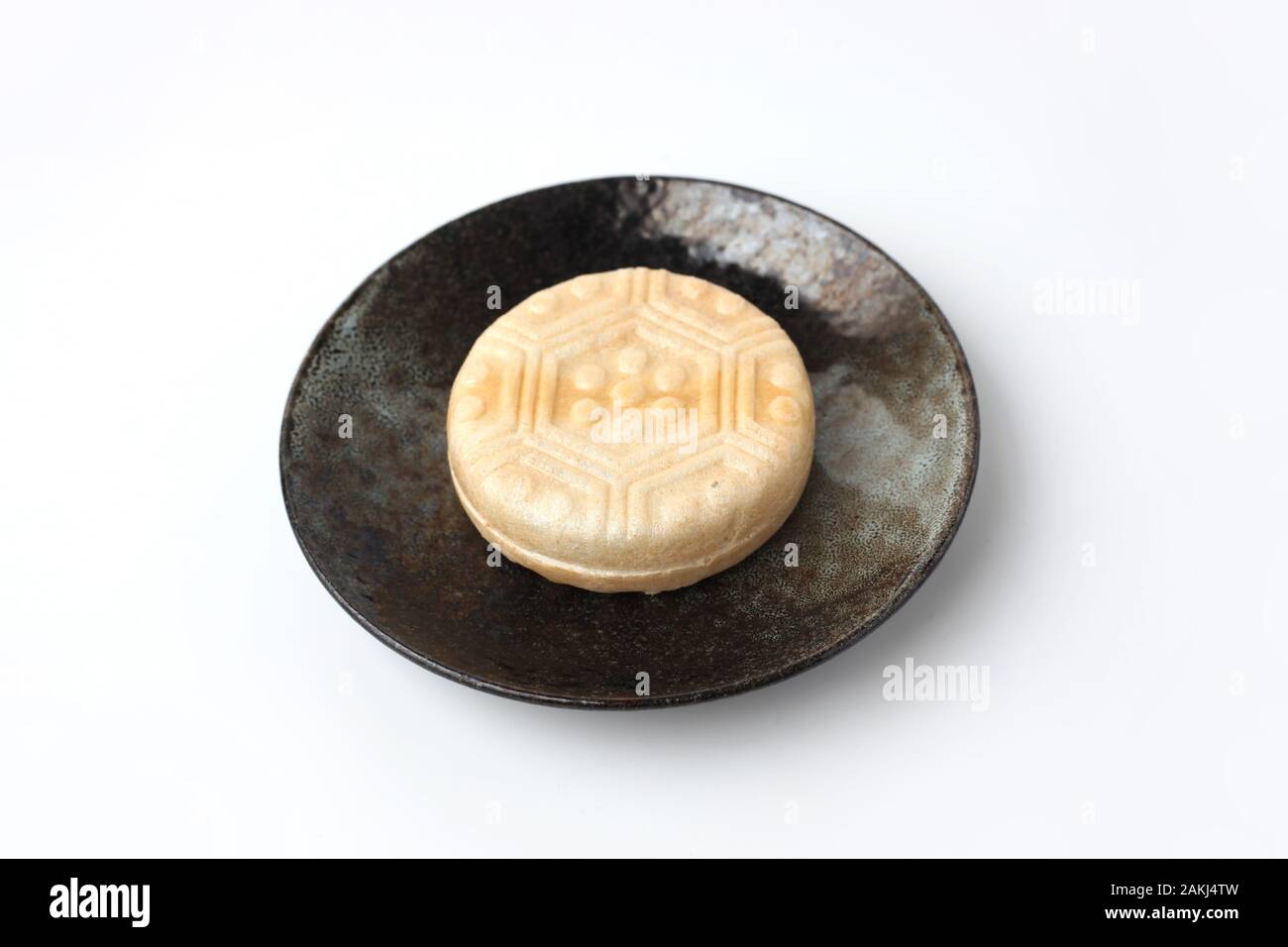 Monaka japanese confectionery wafers cake on plate isolated on white ...