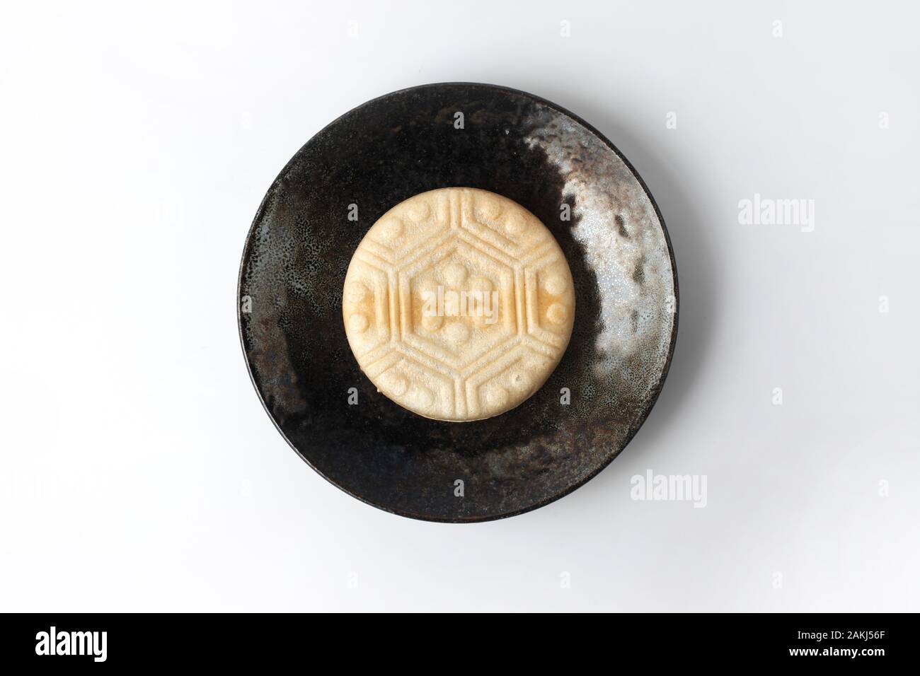 Monaka japanese confectionery wafers cake on plate isolated on white ...