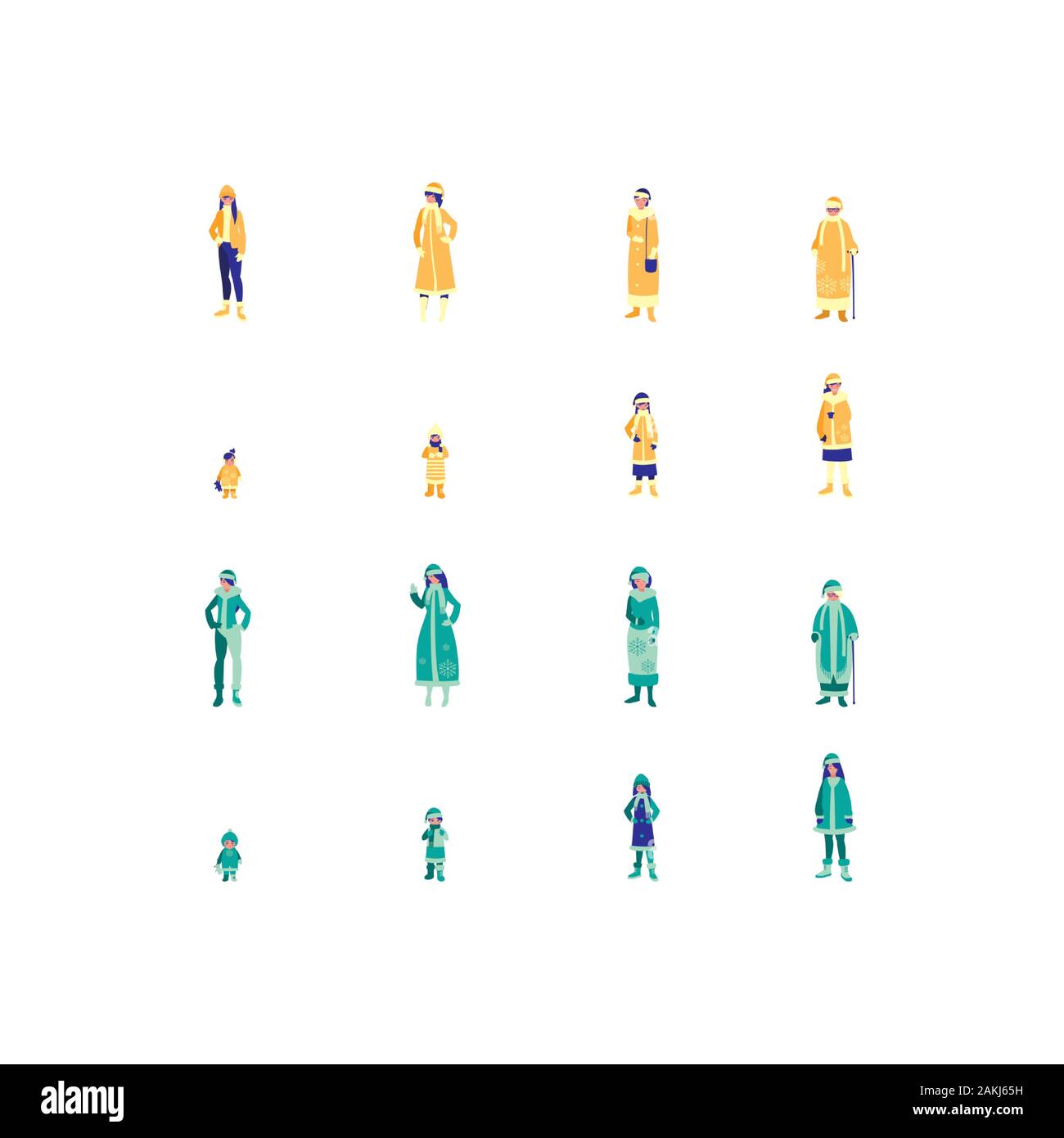 People avatars set with winter cloth design of Person social ...