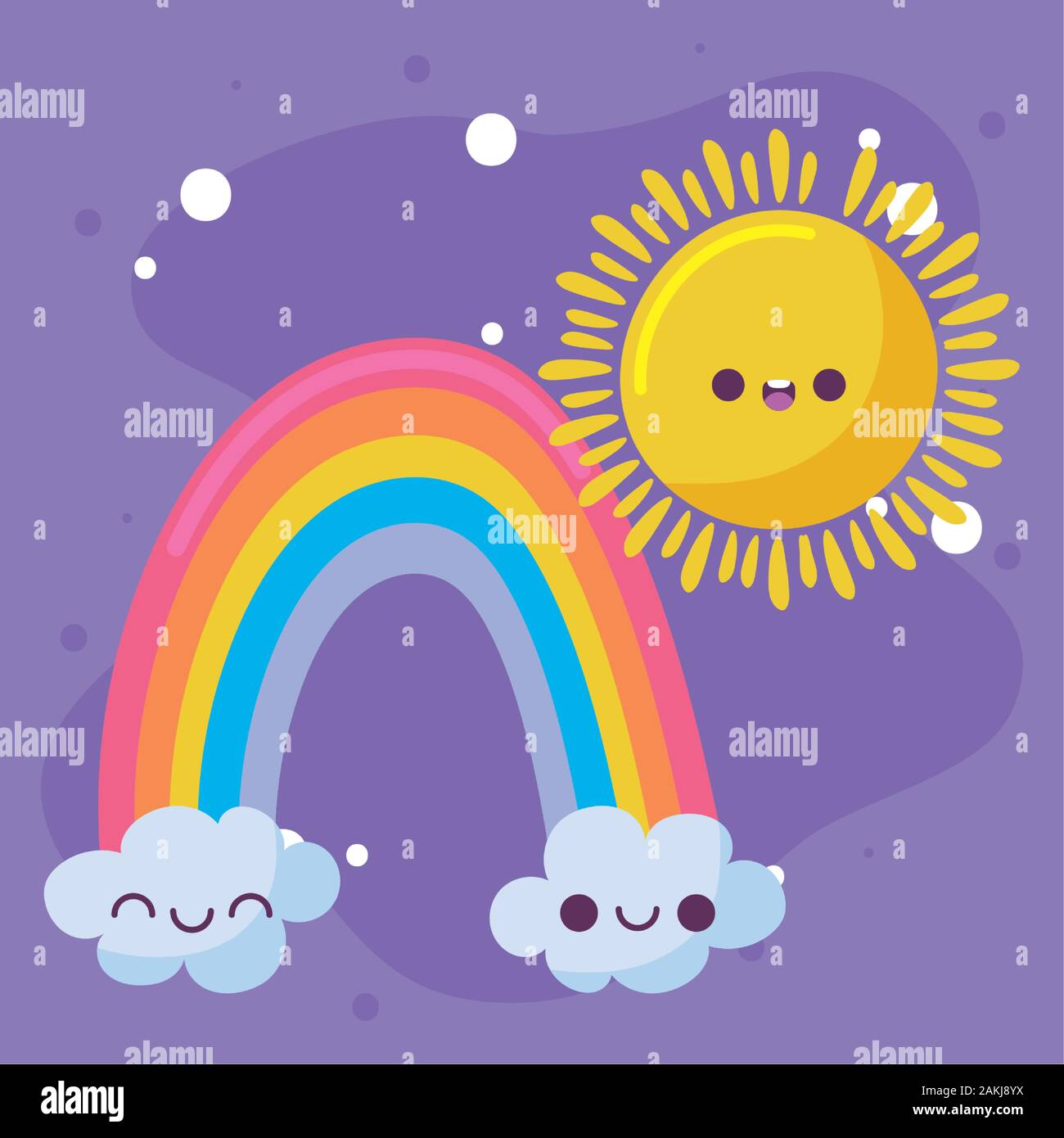 Rainbow and sun cartoon design, Sky abstract weather fairytale nature ...