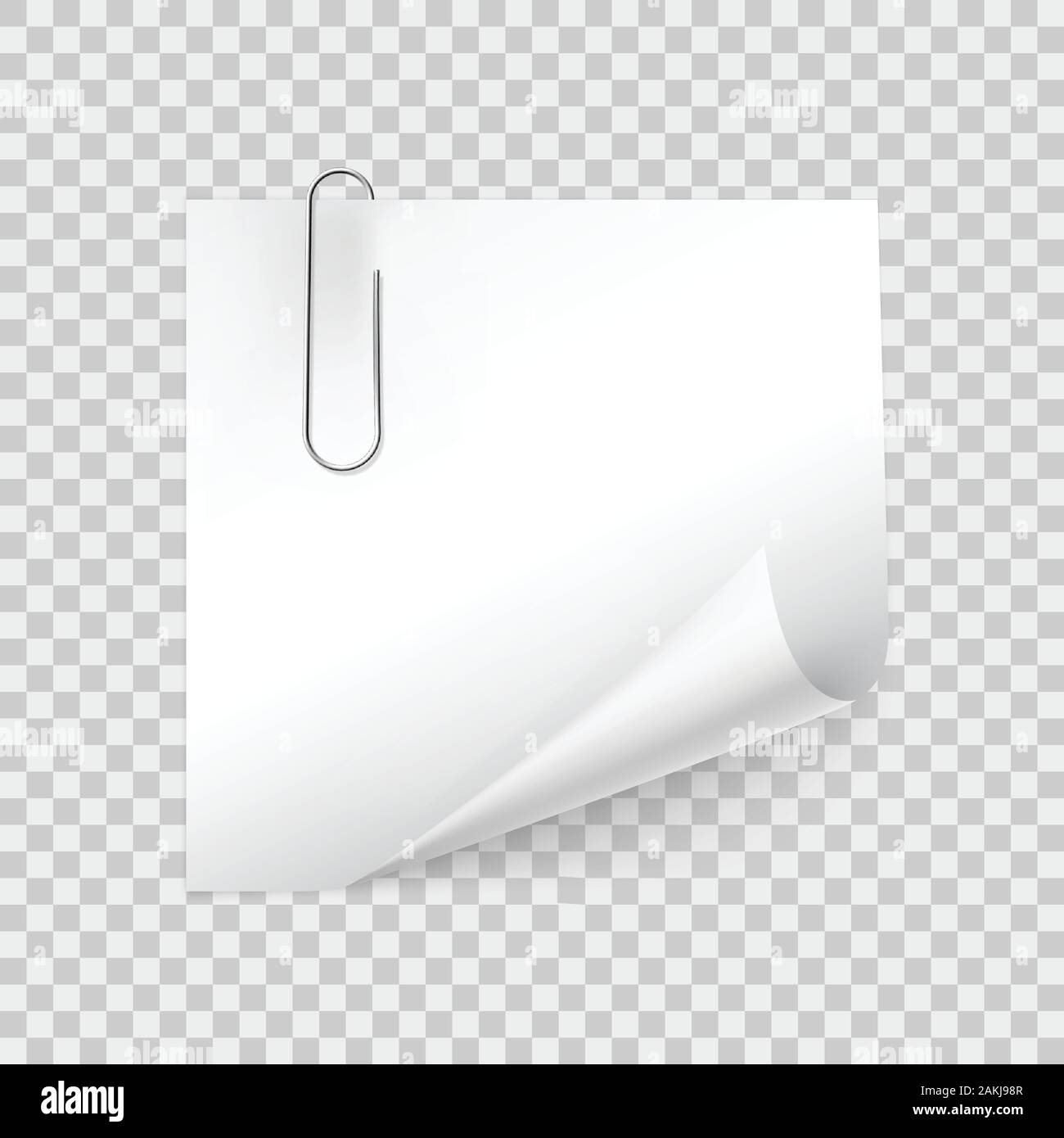 Realistic piece of paper with a curled corner attached with a paper ...
