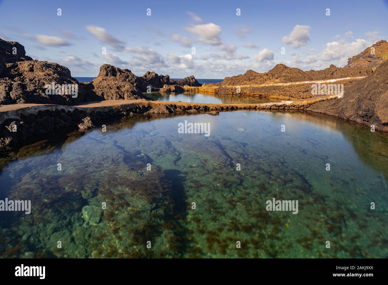 Garachico volcanic natural pools, volcanic rocks in Atlantic ocean ...