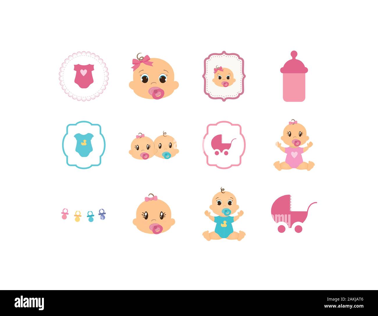 baby icon set design, Child newborn childhood object innocence and ...