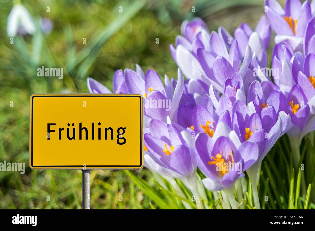 Spring Sign in German Stock Photo - Alamy