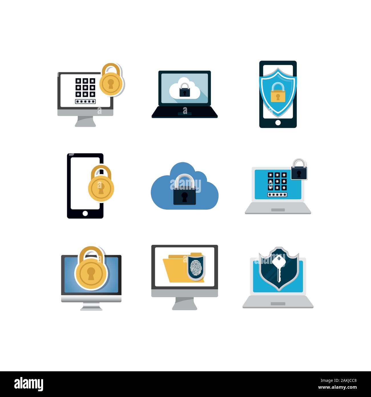 Icon set design of Security system warning protection danger web alert ...