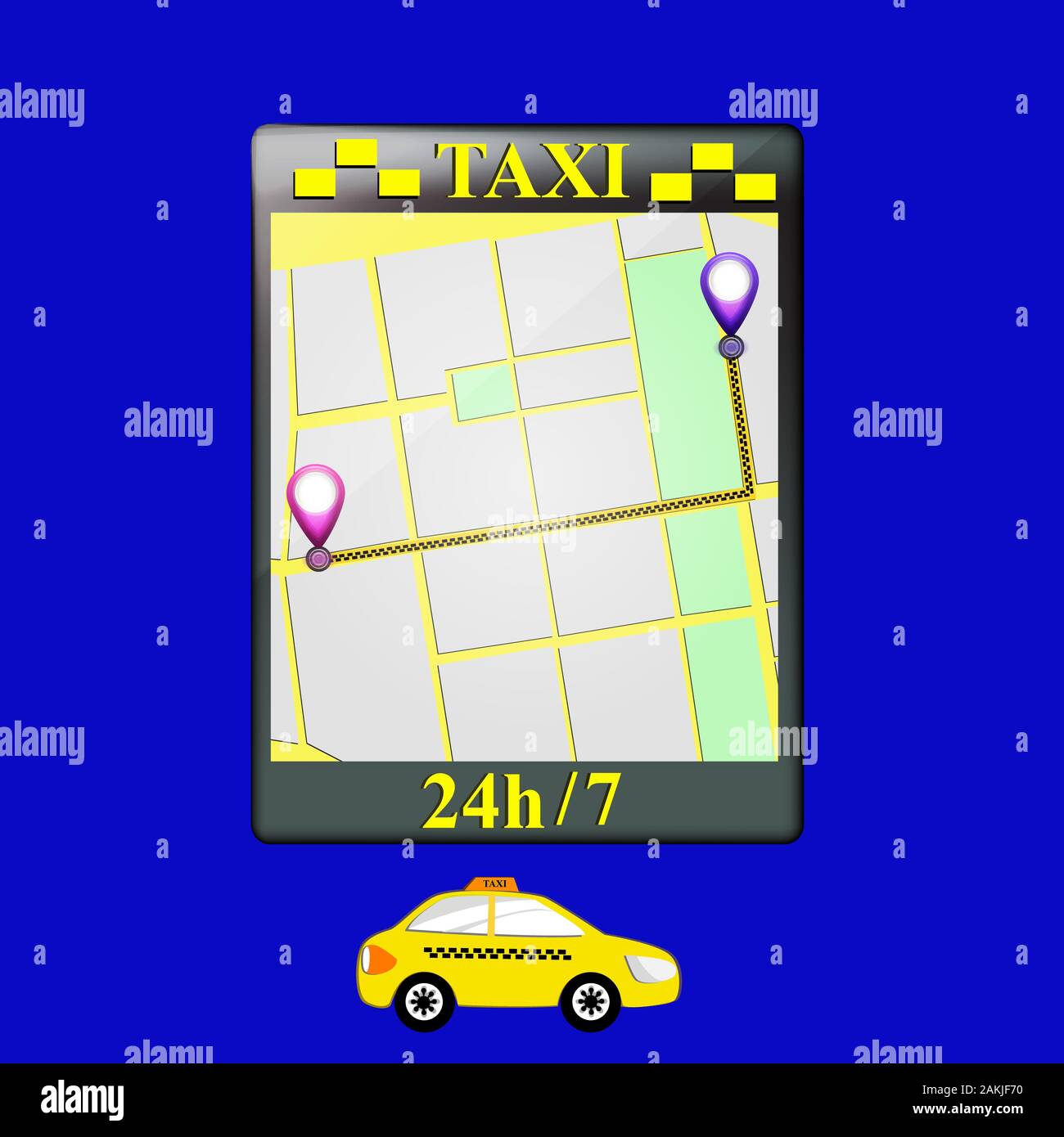 Taxi Service Design. Order taxi in city map location. Online Service ...