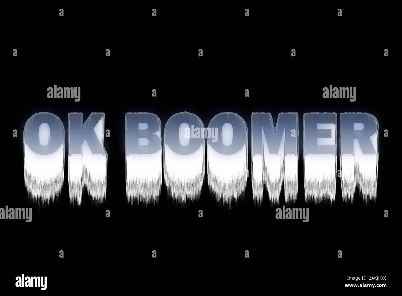 An abstract icy effect of the expression OK Boomer Stock Photo - Alamy