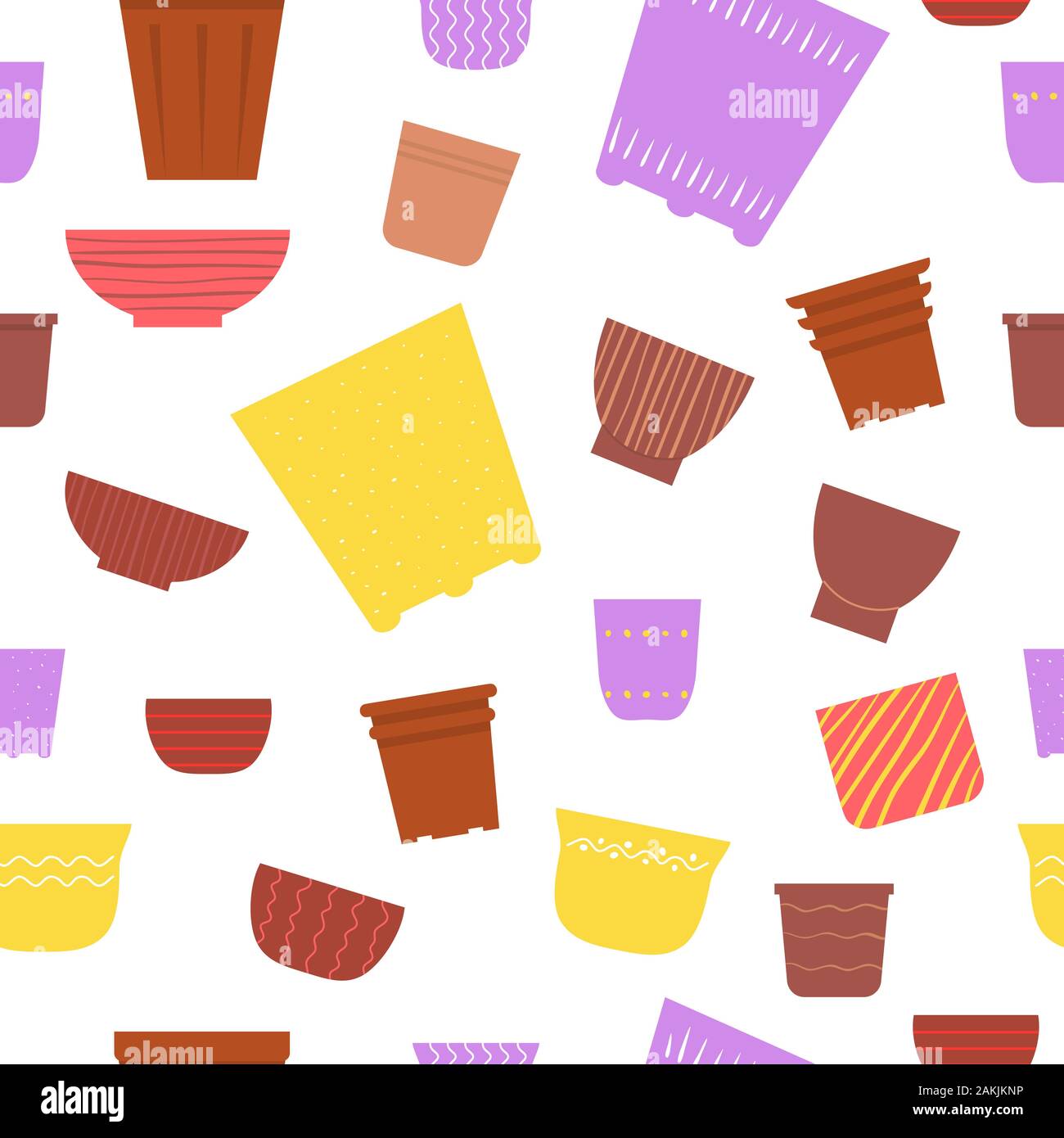 Seamless pattern from colorful flower pots. Vector Stock Vector Image ...