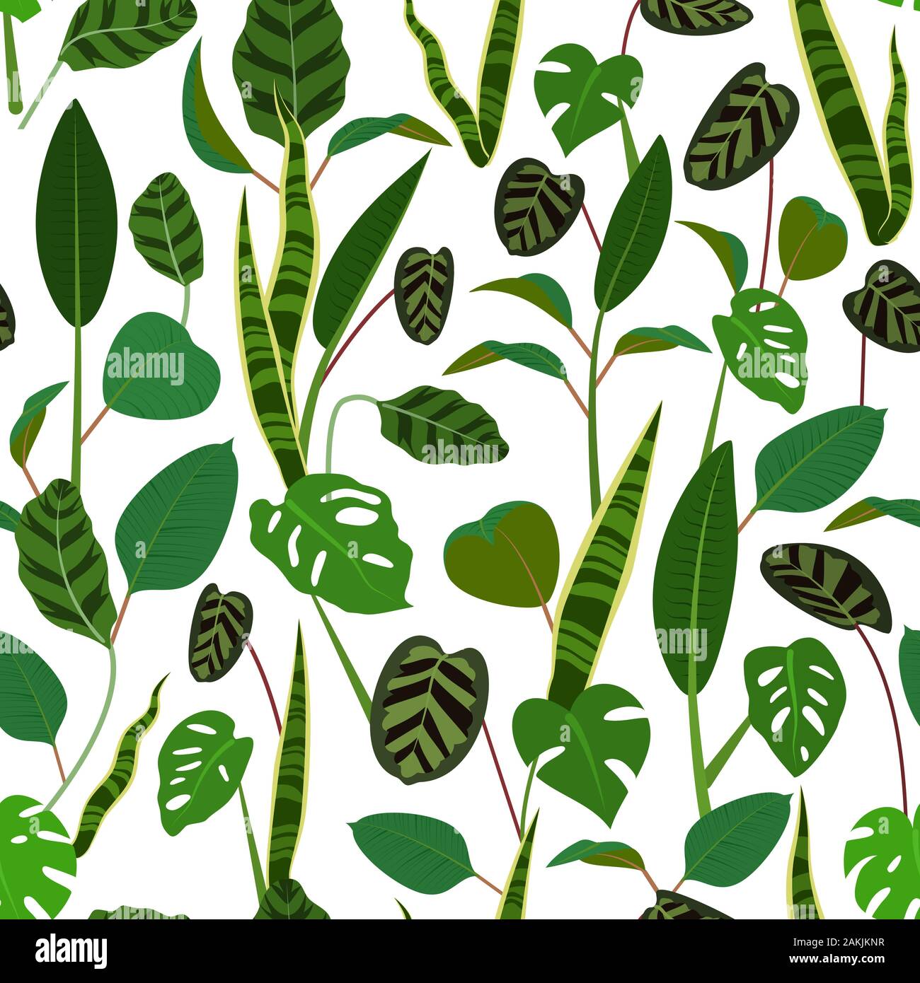 Seamless pattern from tropical leaves. Vector illustration Stock Vector ...