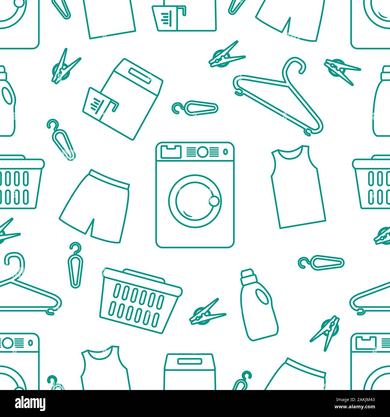 Vector seamless pattern Washing machine, laundry basket, laundry ...