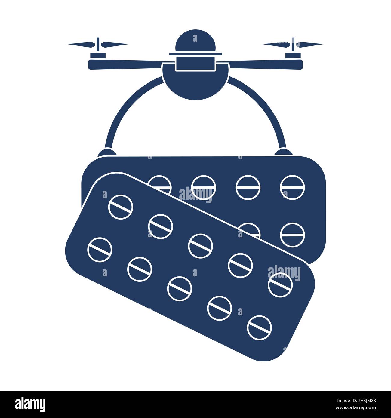 Vector illustration Drone carries pills on white background Drone ...