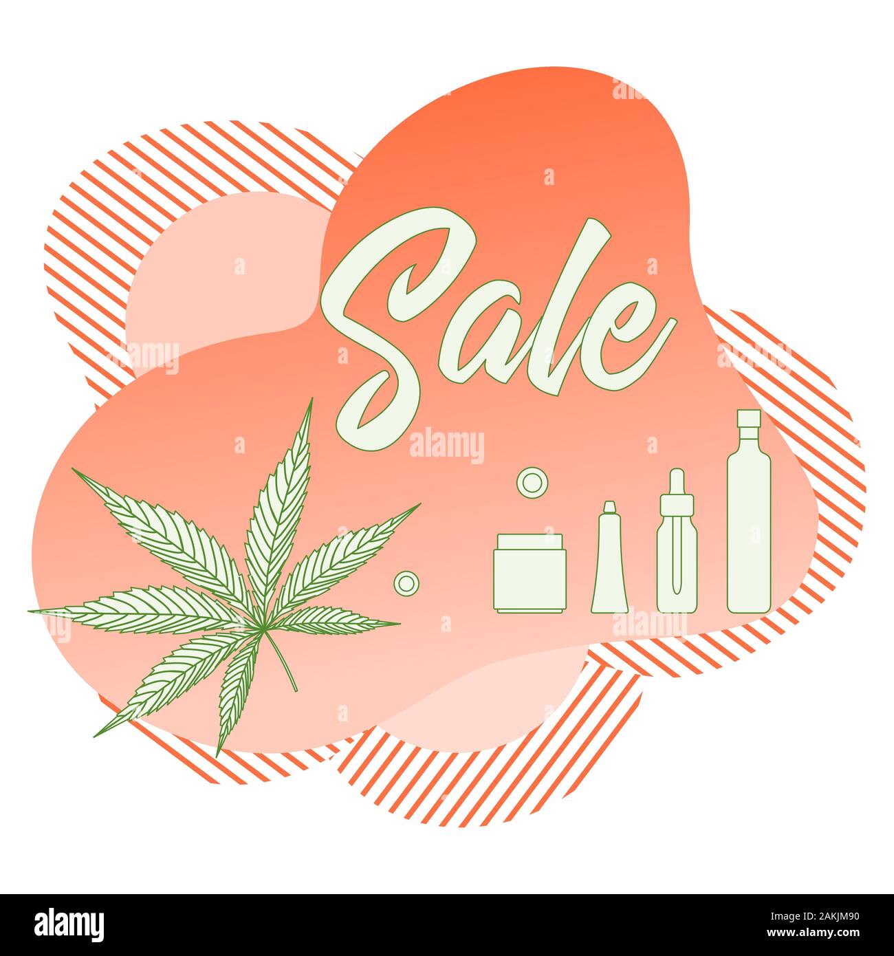 Vector illustration Cannabis leaf, Cbd thc cosmetics with hemp ...