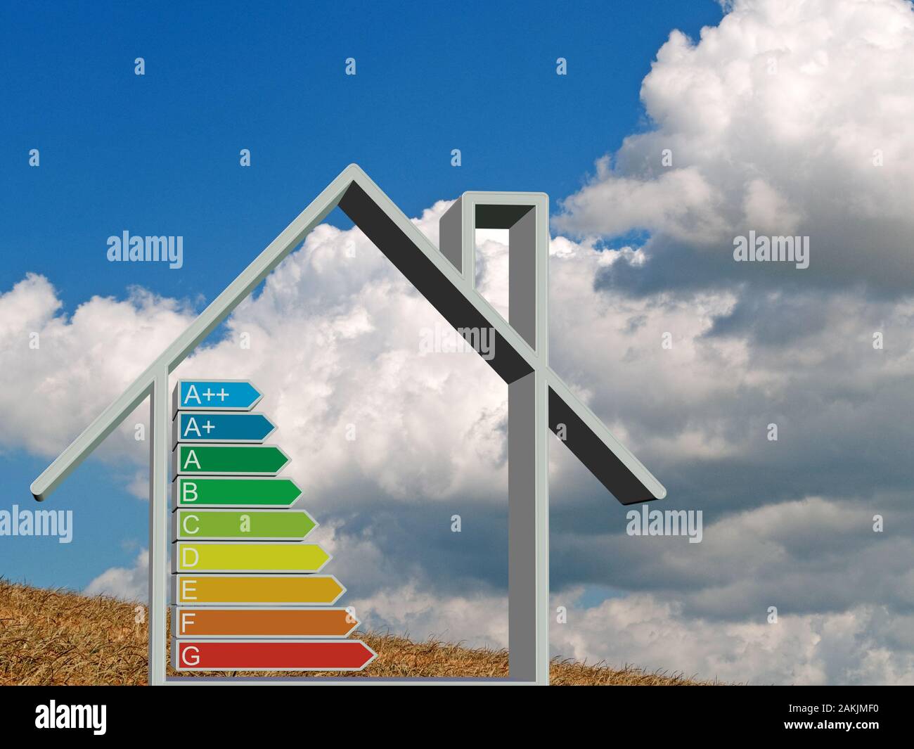 Energy efficiency classes, graphical representation, 3D illustration ...