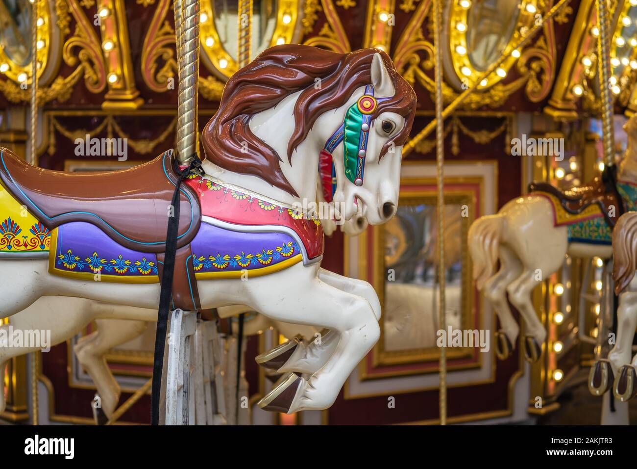 Hyde Park, London, UK 5th January, 2020. A carousel, round about, also ...