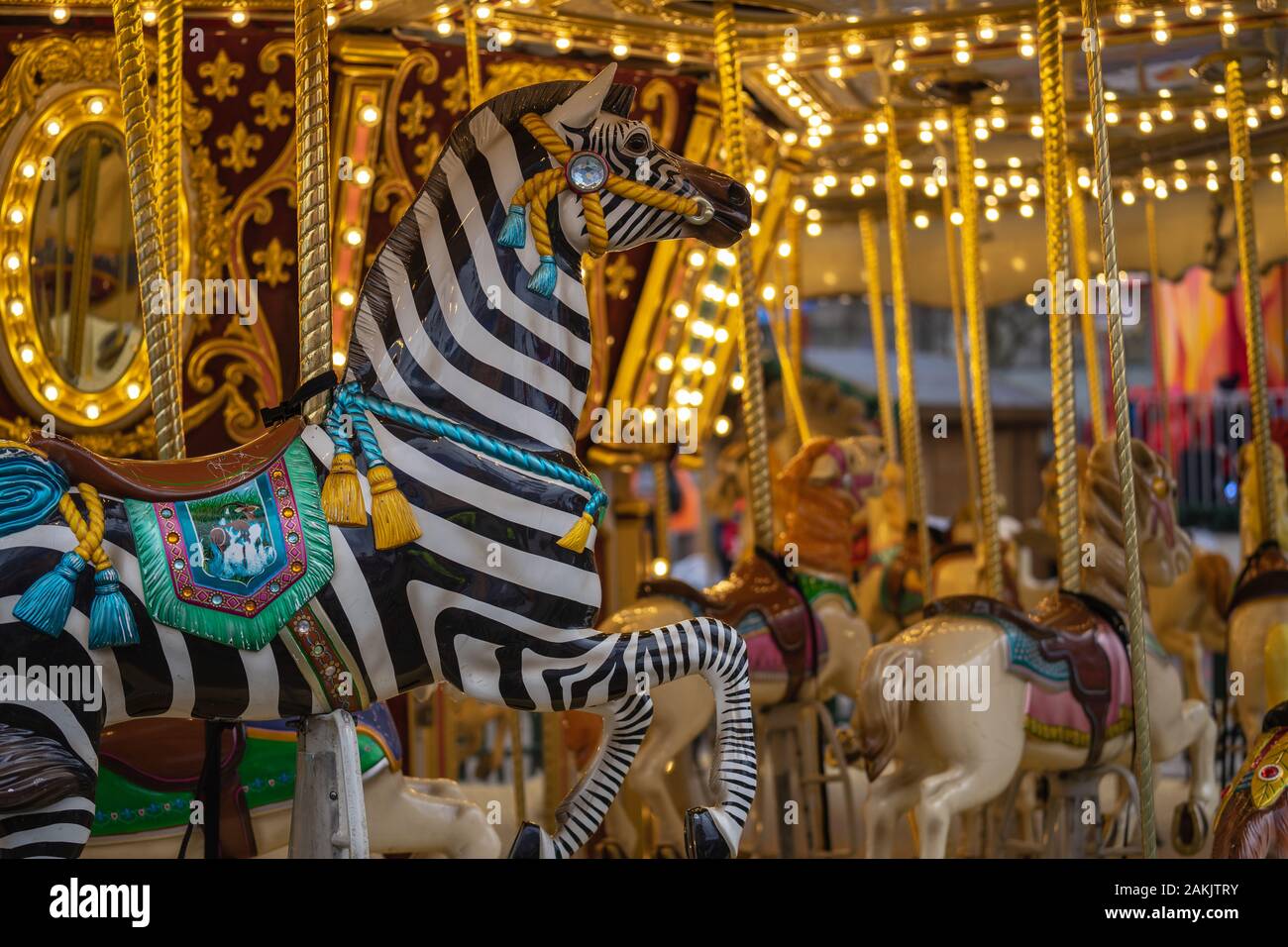 Hyde Park, London, UK 5th January, 2020. A carousel, round about, also ...