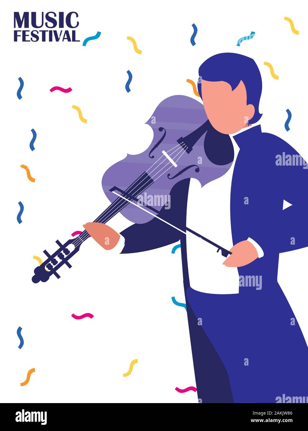 Musician man with fiddle design, Music festival sound melody song ...