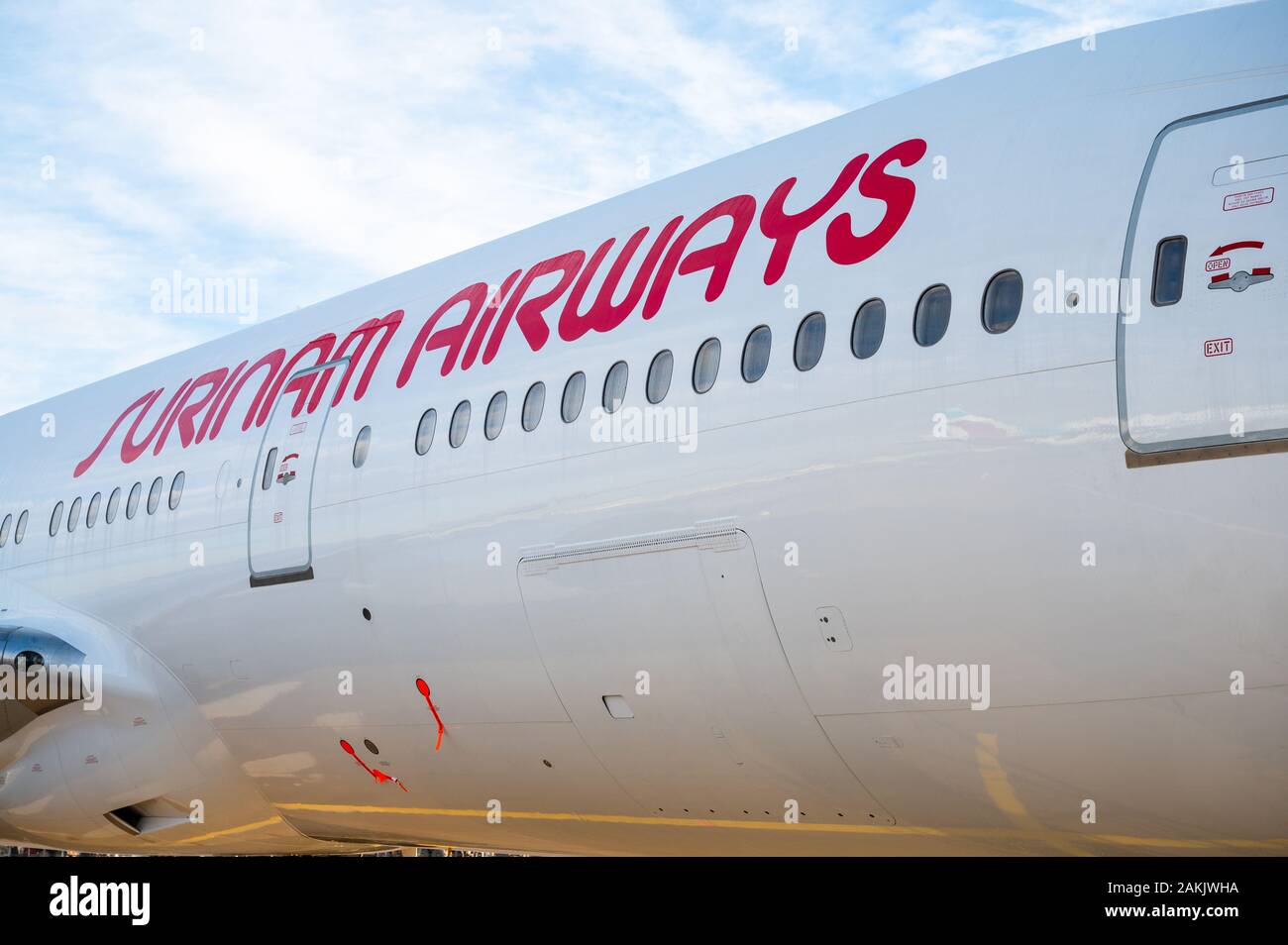 Surinam Airways Boeing 777 aircraft Stock Photo - Alamy