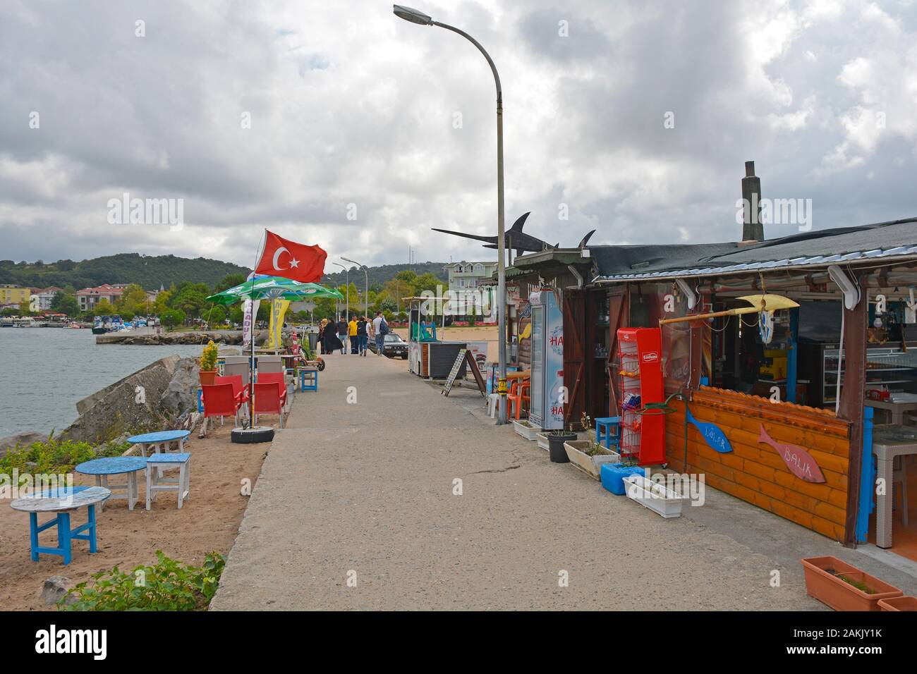 Agva, Turkey - September 12th 2019. A small beach cafe on the ...