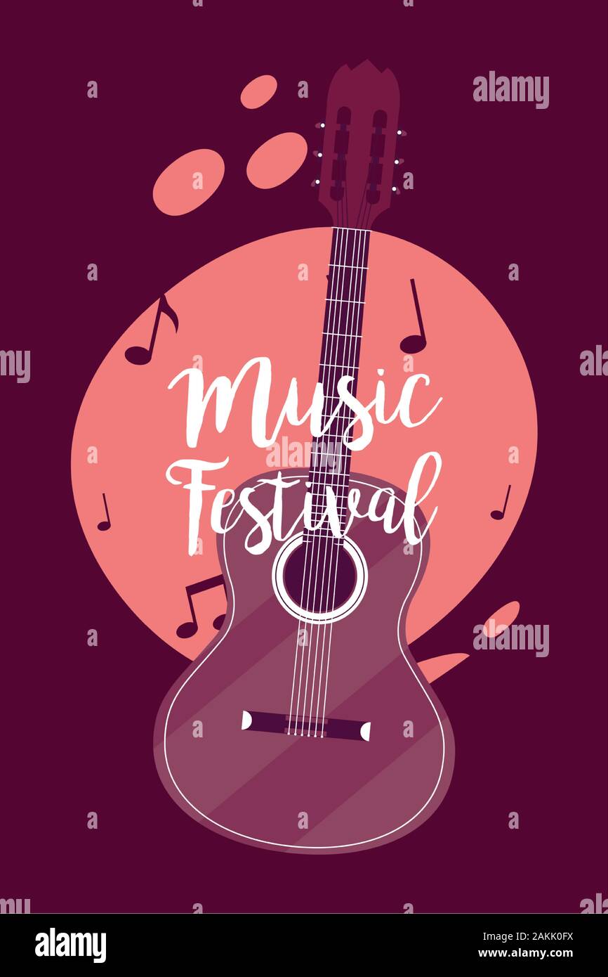 Guitar design, Music festival sound melody song musical art and ...