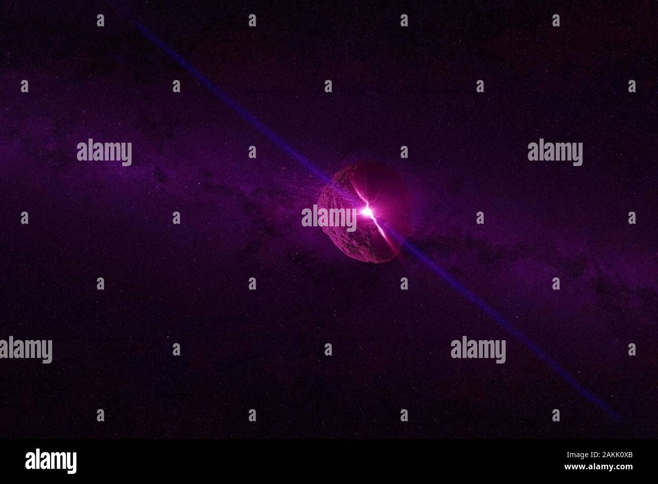 A neutron star, a pulsar, on a dark background. Elements of this image ...