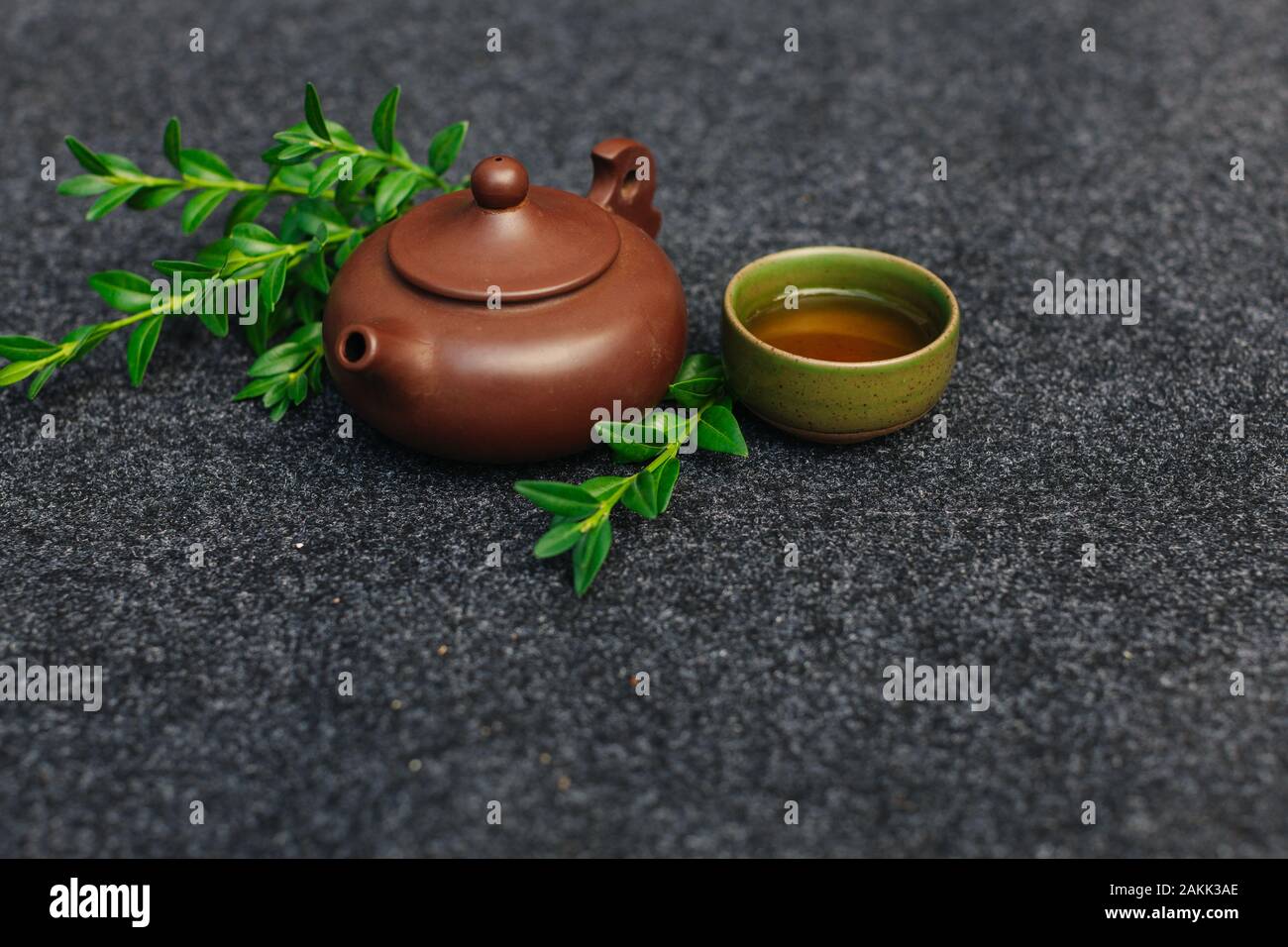 Chinese tea ceremony. Breakfast green hot drink with caffeine ...
