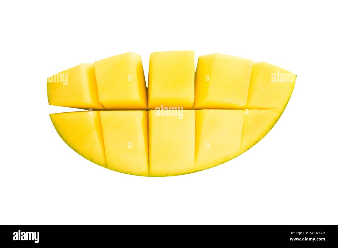 Mango cut by square parts isolated on the white background Stock Photo ...