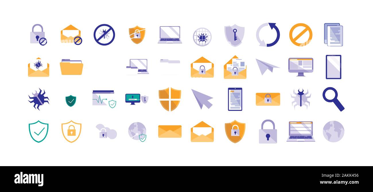 Icon set design of Security system warning protection danger web alert ...