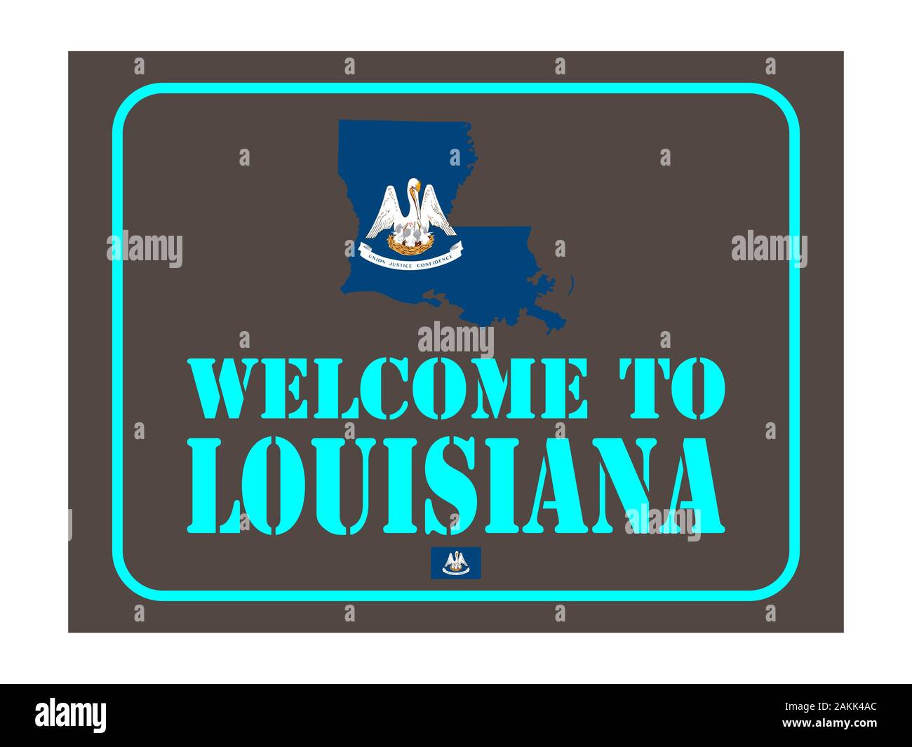 Welcome to Louisiana sign with flag map Vector illustration Eps 10 ...