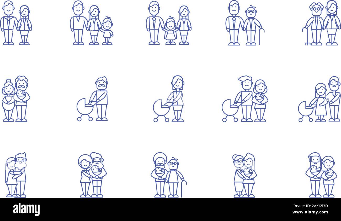Cartoons icon set design, Family relationship generation lifestyle ...